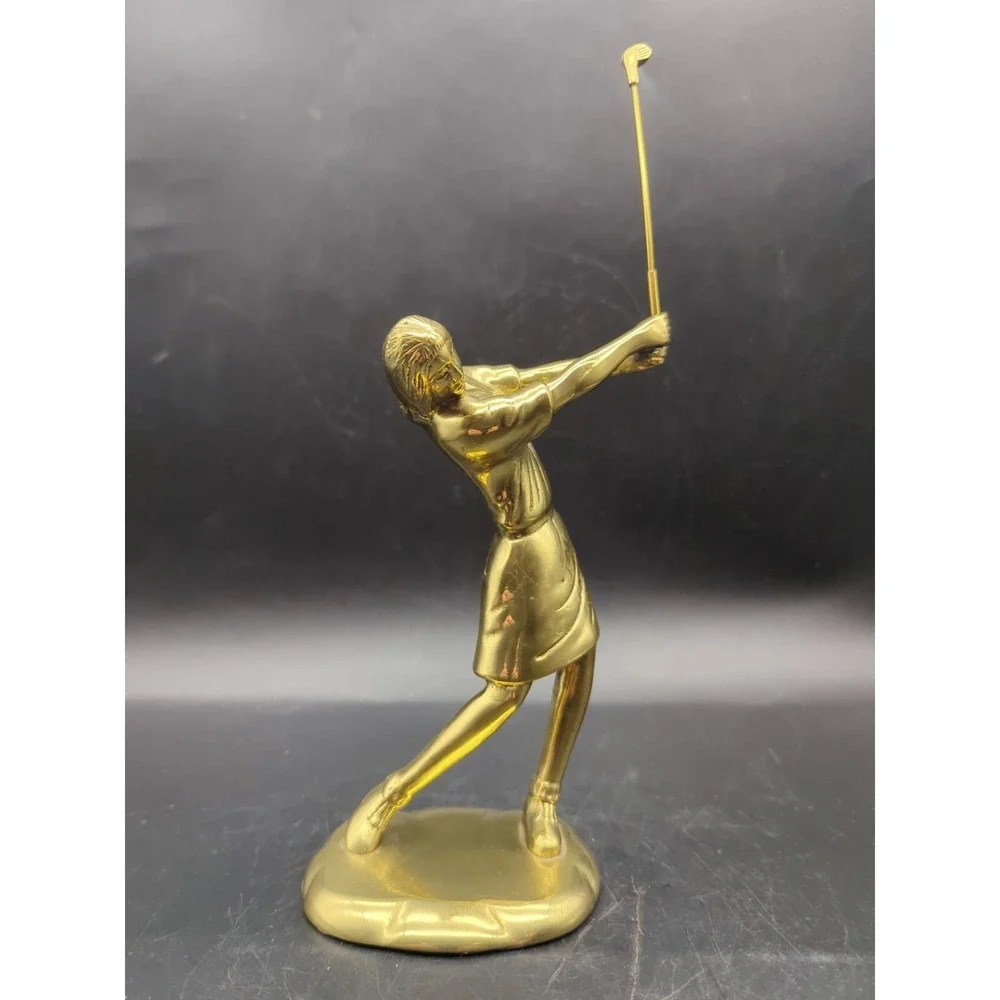 The Unbranded Brand | Art | Vintage Brass Female Golfer Swinging Statue ...